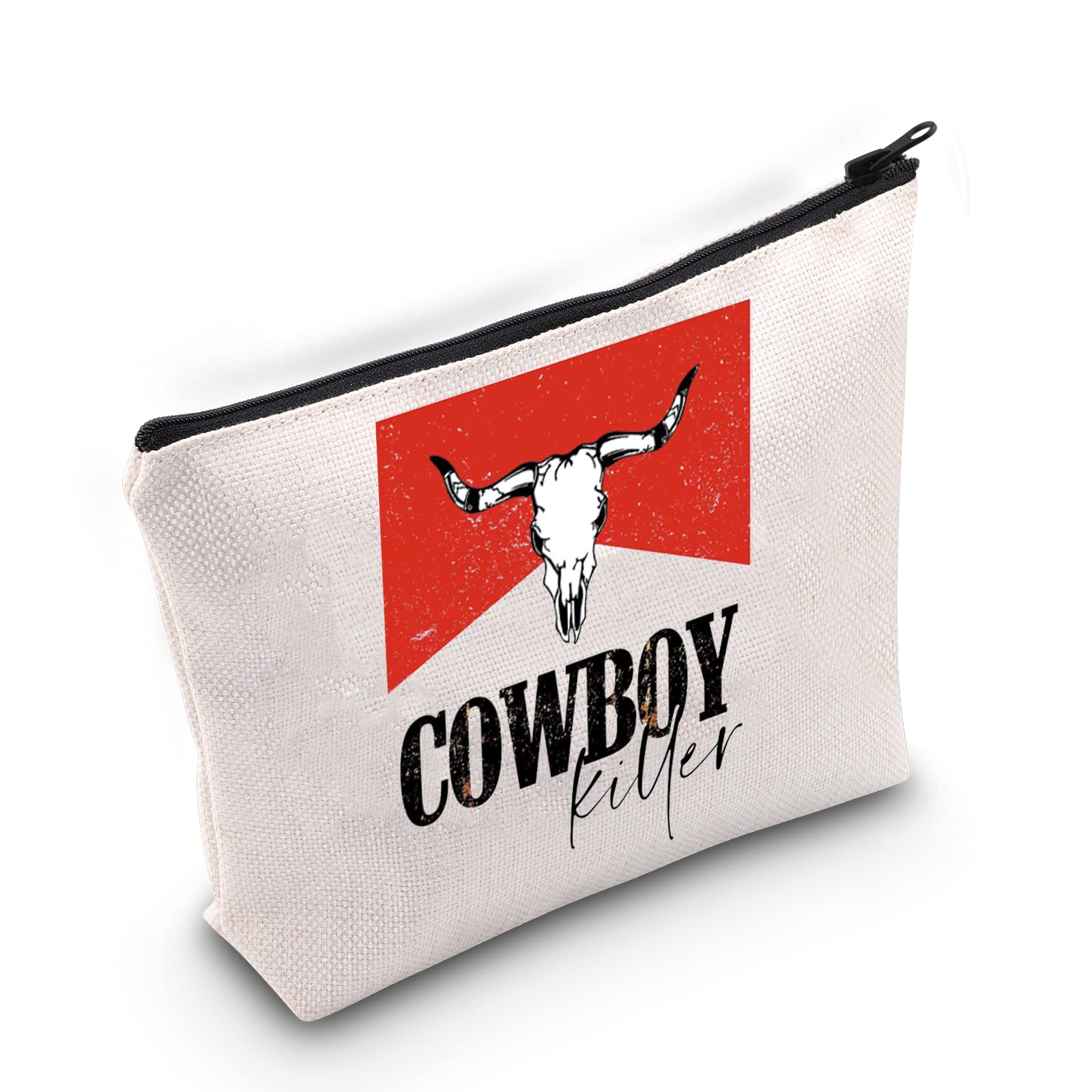 BLUPARK Cowboy Killer Cosmetic Bag Western Cowgirl Gift Women Wild Vintage Western Rodeo Zipper Pouch Bull Skull Graphic Bag (Cowboy Killer)