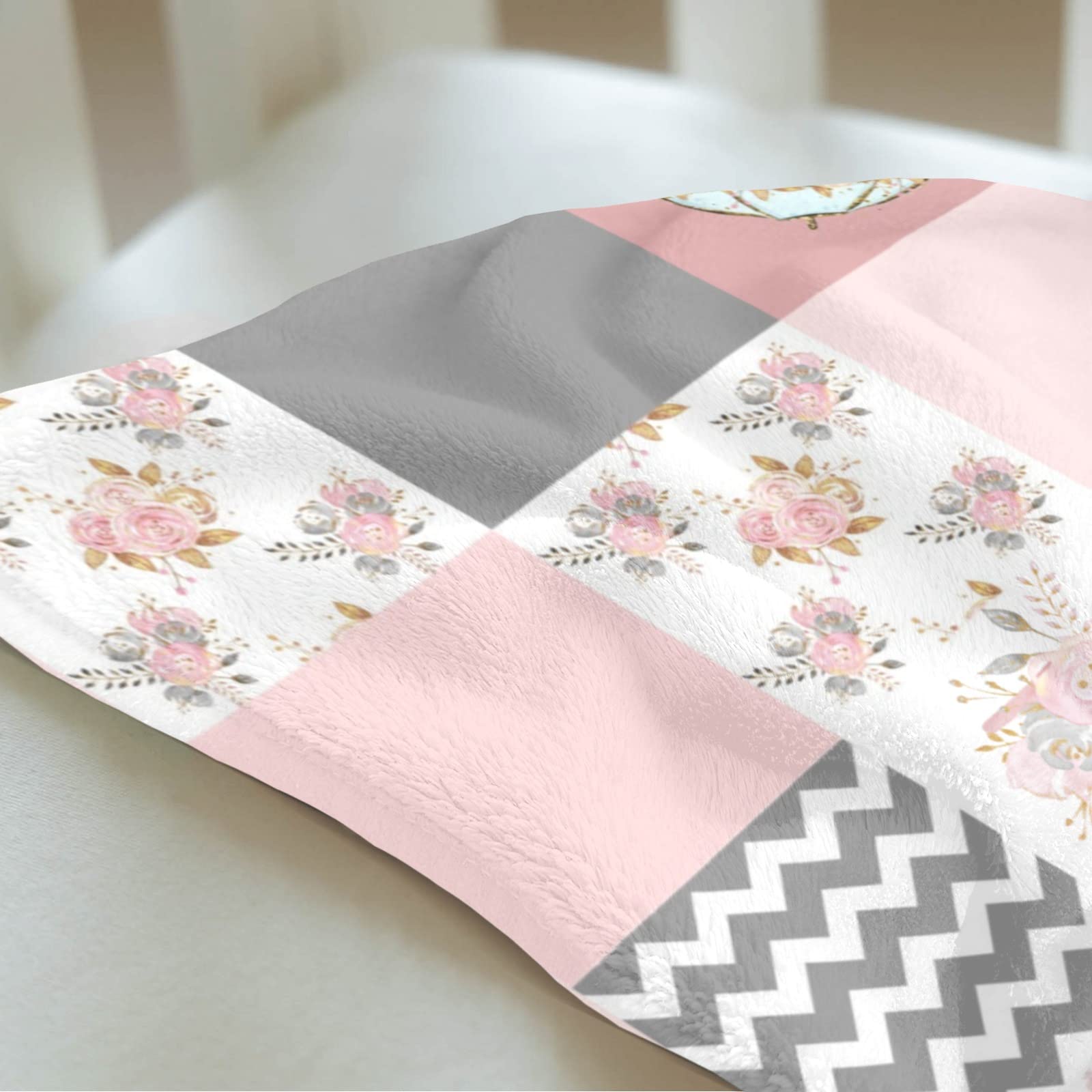 Personalized Baby Blanket - Soft Pink Flower Farm Cow Monogram Custom Blanket - Baby Shower Toddler Nursery Bed Swaddle Blankets Stroller Crib 30x40 in