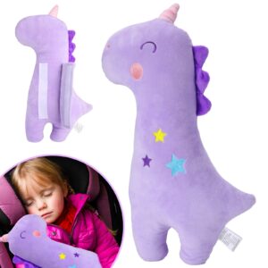 barelove seat belt cover pillow for kids, car seatbelt cushion shoulder neck support protector pad, soft stuffed plush travel vehicle safety belts strap pillow for boys and girls headrest (unicorn)