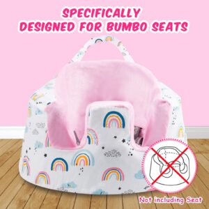 SMTTW Seat Cover Compatible with Bumbo Seat, Summer Cooling Breathable Seat Cover with Portable Hand Belt for Baby Boy Girl (Pink Rainbow)