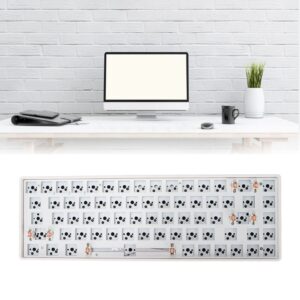 Yoidesu 65% Custom Gaming Keyboard, 64 Keys 2.4G/BT 5.0 Modular DIY Mechanical Keyboard Kit Hot Swappable Switche Keyboard(White)