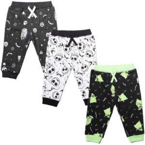 disney nightmare before christmas jack skellington sally newborn baby boys 3 pack jogger pants gray/white/black 0-3 months