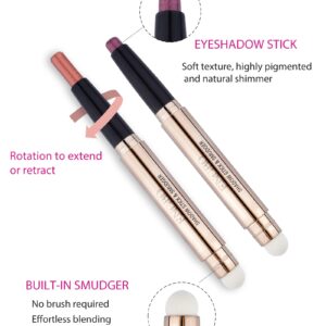 Enfuntins Cream Eyeshadow Stick, Eyeshadow Pencil with Soft Smudger, Long Lasting Eyeshadow Stick, (09 Orchid Shimmer)