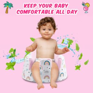 SMTTW Seat Cover Compatible with Bumbo Seat, Summer Cooling Breathable Seat Cover with Portable Hand Belt for Baby Boy Girl (Pink Rainbow)