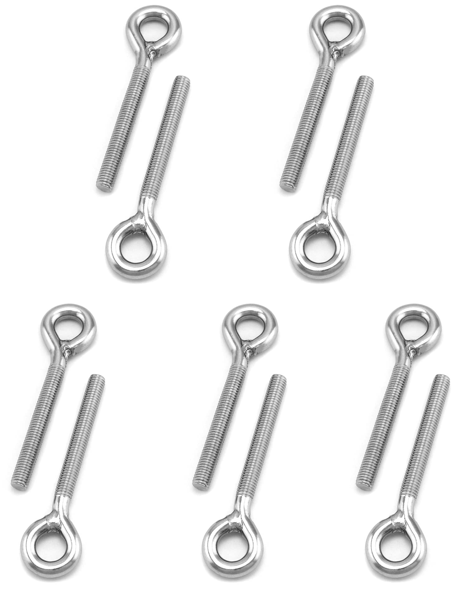 QWORK M10 Eye Bolt Ring Bolts, 10 Pack Heavy Duty Stainless Steel Shoulder Lifting Ring Threaded Eyebolts, Welded Closed Screw Rod Eye Screw Bolts