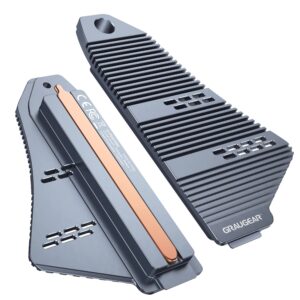 graugear ps5 ssd heatsink cover, m.2 nvme ps5 heatsink, shuttle shaped design, heat dissipation with heat pipe cooler and aluminum fin for nvme m2 pcie 4.0 [g-ps5hs04]