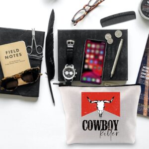 BLUPARK Cowboy Killer Cosmetic Bag Western Cowgirl Gift Women Wild Vintage Western Rodeo Zipper Pouch Bull Skull Graphic Bag (Cowboy Killer)