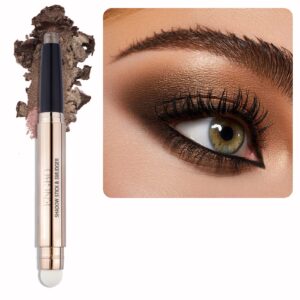 enfuntins cream eyeshadow stick, brown eyeshadow, glitter shimmer eye shadow crayon with soft smudger, long lasting waterproof smoky eyeshadow makeup (07 cocoa shimmer)