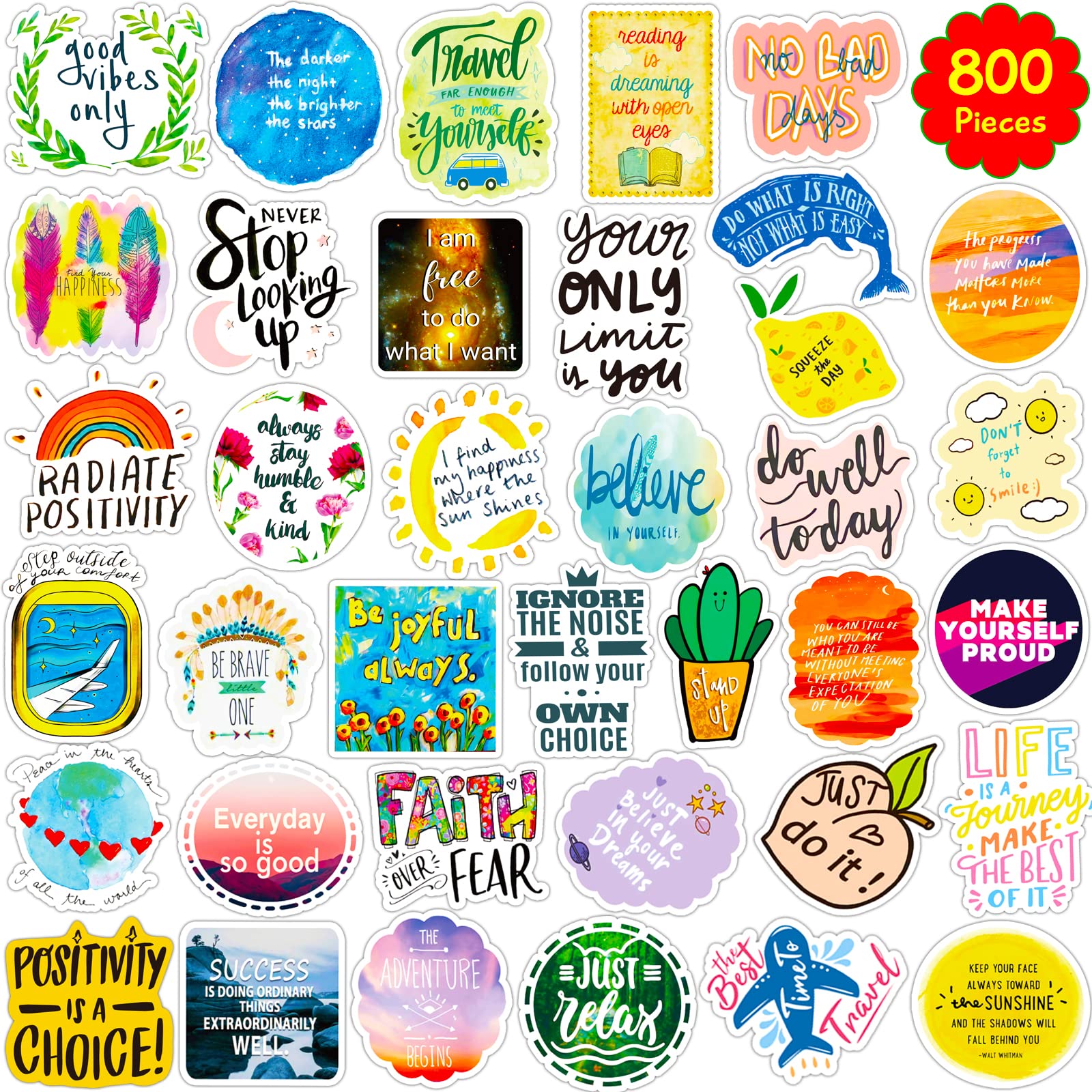 800PCS Motivational Stickers for Journaling, Envelope Seal, Thanksgiving Cards, Gift Box Packing, Positive Affirmation Stickers for Students, Teens, Teachers, 40Designs x 20Sets Thank You Stickers