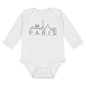 skyline paris france long sleeve baby infant one piece bodysuit 18 months white