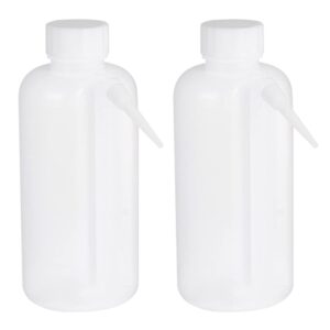 iplusmile 2pcs plastic wash bottle wide mouth unitary wash bottle safety squeeze bottle 500ml (white)