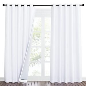 nicetown sound barrier 100% blackout divider curtains 84" 2 panels set, noise, cold & cold blocking patio door curtains with felt fabric lining for nursery/daytime sleep/bedroom (white, 62" wide)