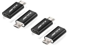 new usb c female to micro usb male adapter (4pack), micro usb adaptor, micro usb to usb c adapter fast charger power cable plug strip extender for nexus nokia lg xbox ps kindle samsung galaxy devices