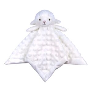 doindute baby white lamb soft stuffed animal security blanket, plush sheep character lovey blanket, baby shower/nursery gift, newborn infant toddler snuggle blankie for boys girls, 13 inches