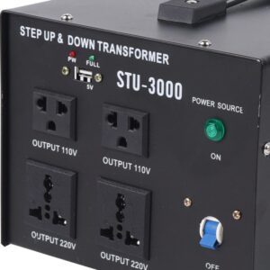 STU-3000 3000Watts Voltage Transformer Converter Heavy Duty Step Up/Down Power Converter for Conversion Between 110 Volt and 220 Volts,with Circuit Breaker,CE Certified,Black