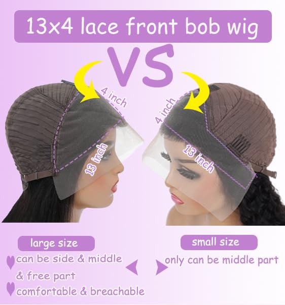 Bob Wig Human Hair 13X4 Lace Front Wigs Human Hair 150% Density Short Straight Frontal Bob Wig HD Transparent Lace Frontal wigs Pre Plucked for Women Glueless Wigs With Baby Hair Natural black 10 Inch