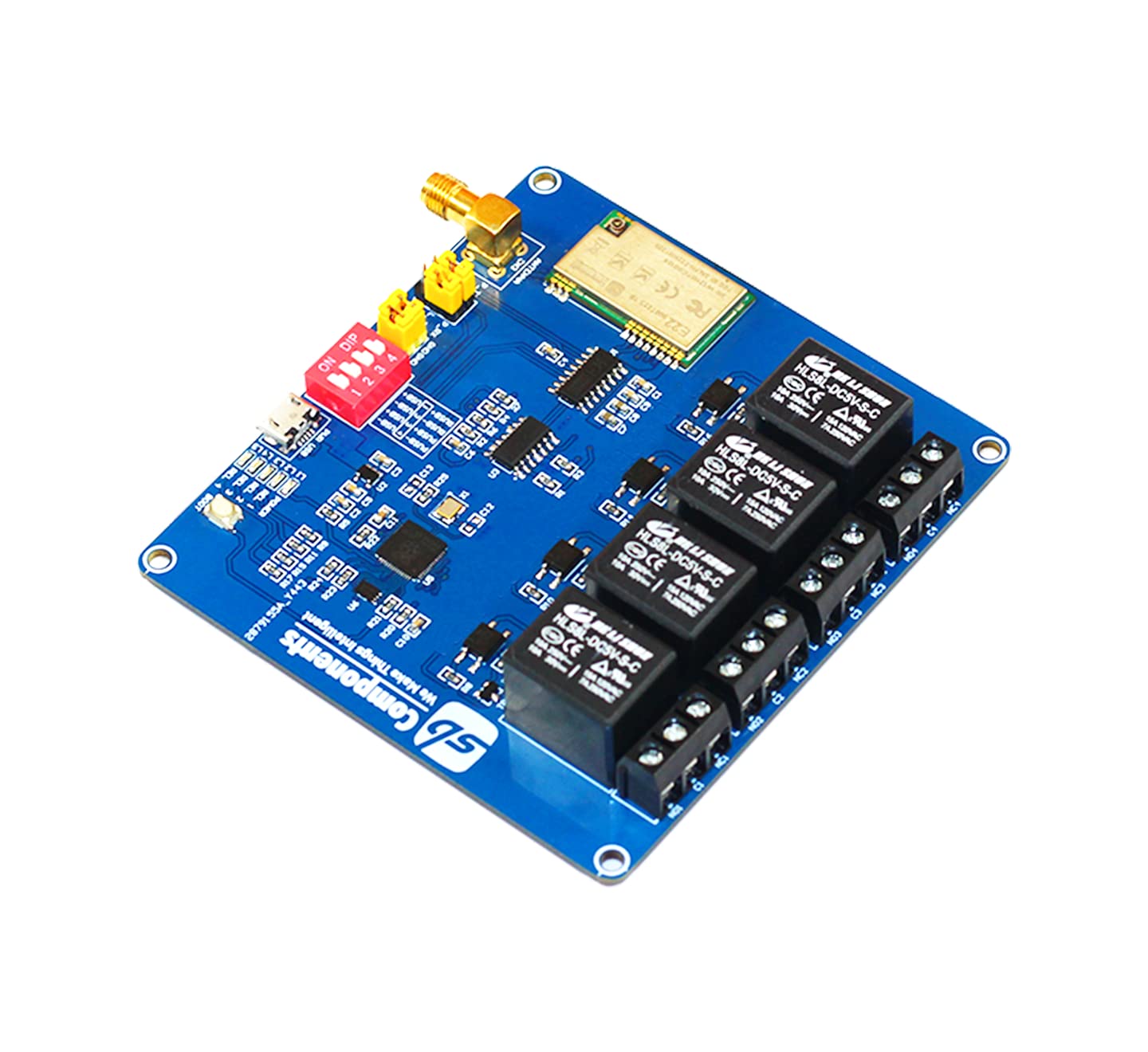 GatePi 4 Channel - LoRa Based Relay Board 4 Channel Relay with LoRa Module Based on Raspberry Pi 2040 Smart Data Transmission LoRa Module, Transmission up to 5 KM (915MHz)