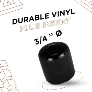 Made in USA Prescott Plastics 3/4" - 0.75" Inch Rubber Hole Plugs Round Black Vinyl End Cap, Flexible Pipe Post Rubber Cover, Glide Protection Furniture (Pack of 4)