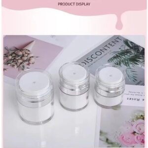 Cream Jar Vacuum Bottle Small, Lotion Dispenser With Pump, Travel Containers For Lotions And Creams Leak Proof, Airless Pump Bottles For Toiletries Cosmetic Container (15ml+30ml+50ml, 3pcs)