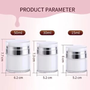 Cream Jar Vacuum Bottle Small, Lotion Dispenser With Pump, Travel Containers For Lotions And Creams Leak Proof, Airless Pump Bottles For Toiletries Cosmetic Container (15ml+30ml+50ml, 3pcs)