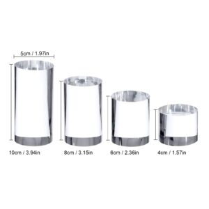 KCGANI Clear Polished Acrylic Cube Cylinder Round Photo Props, Transparent Solid Acrylic Display Blocks for Photography Boutique Jewelry Cosmetic Crafts Closet Show, 4 Pcs (Transparent Cylinder)