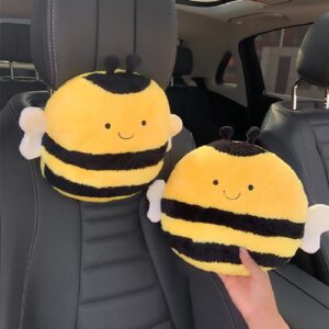 seemehappy Car Headrest Pillow, Cute Bee Neck Pillow for Car, Seat Belt Cover Shoulder Pad,Comfortable Soft Car Seat Pillow for Driving,Head Rest Cushion-Neck Pillow-1PCS