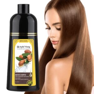 joyful young natural hair dye shampoo medium brown hair color for gray hair coverage, hair coloring shampoo for women, color shampoo beard dye for men, vegan ammonia free