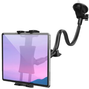 car dashboard windshield tablet mount, 13" long arm gooseneck, 360° flexible window suction cup holder for truck suv, for ipad pro 12.9/11/10.5/9.7/air/mini 6 5 4, samsung galaxy, 4.7"-12.9" tab&phone