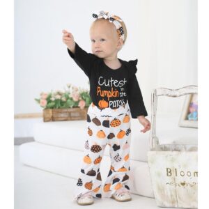 BIRTHDAY SHARK Infant Girl My 1st Thanksgiving Outfit Baby Girl Thanksgiving Outfit Cutest Pumpkin in The Patch Girl Outfit (Black,6-12 Months)