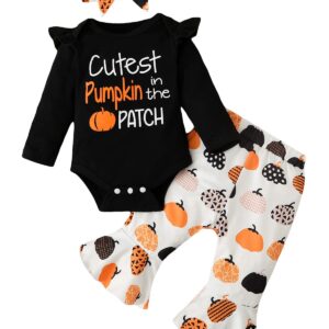 BIRTHDAY SHARK Infant Girl My 1st Thanksgiving Outfit Baby Girl Thanksgiving Outfit Cutest Pumpkin in The Patch Girl Outfit (Black,6-12 Months)