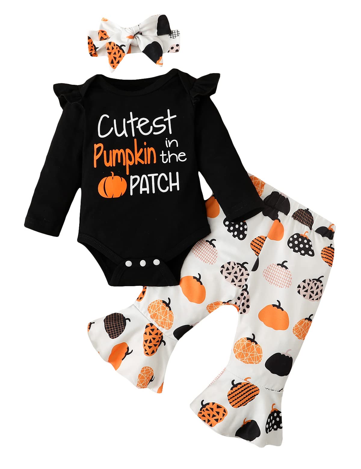 BIRTHDAY SHARK Infant Girl My 1st Thanksgiving Outfit Baby Girl Thanksgiving Outfit Cutest Pumpkin in The Patch Girl Outfit (Black,6-12 Months)