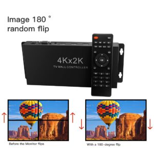 Video Wall Controller, 4K x 2K HD Display Seamless Splicing Professional Processor with RS232, HDMI Input, 4 Way HDMI & Audio Output 180 Degree Rotate TV Wall Display 2x2, 1x2, 1x3, 1x4, 2x1, 3x1, 4x1