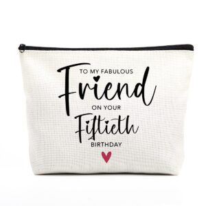 fkovcdy women's 50th birthday gifts cosmetic bags friend gifts funny birthday decorations 50th birthday gifts for her mom's auntie friend bestie bff for my best friend 50th birthday