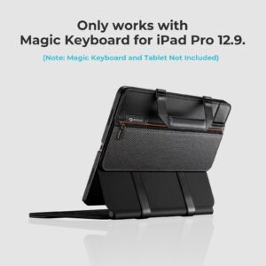 PITAKA iPad Pro 12.9 Sleeve Compatible with Magic Keyboard iPad Pro 12.9 Inch, Minimalist iPad Pro 12.9 Bag, Carbon Fiber, and PU Leather Made, Black