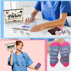 Jiuguva 36 Pcs Nursing Appreciation Gifts Nurses Week Gifts in Bulk Nurse Survival Kit Christmas Gifts for Nurses Notepad for Nurses Socks Nursing Makeup Bags Nursing Keychains for Holiday