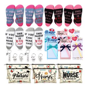 jiuguva 36 pcs nursing appreciation gifts nurses week gifts in bulk nurse survival kit christmas gifts for nurses notepad for nurses socks nursing makeup bags nursing keychains for holiday