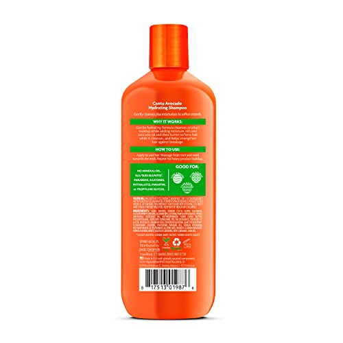 Cantu Avocado Hydrating Sulfate-Free Shampoo with Pure Shea Butter, 13.5 oz (Pack of 2) (Packaging May Vary)