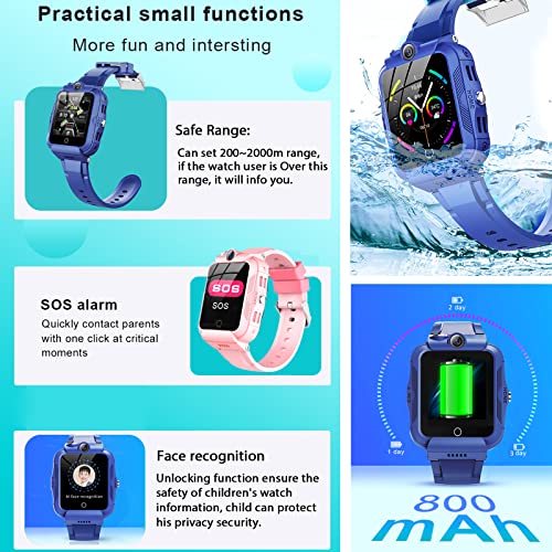 DDIOYIUR Kids Smart Watch, 4G GPS Tracker Child Phone Smartwatch with WiFi, SMS, Call, Voice Video Chat, Bluetooth, Alarm, Pedometer, Wrist Watch Suitable for 4-16 Boys Girls Birthday Gifts.