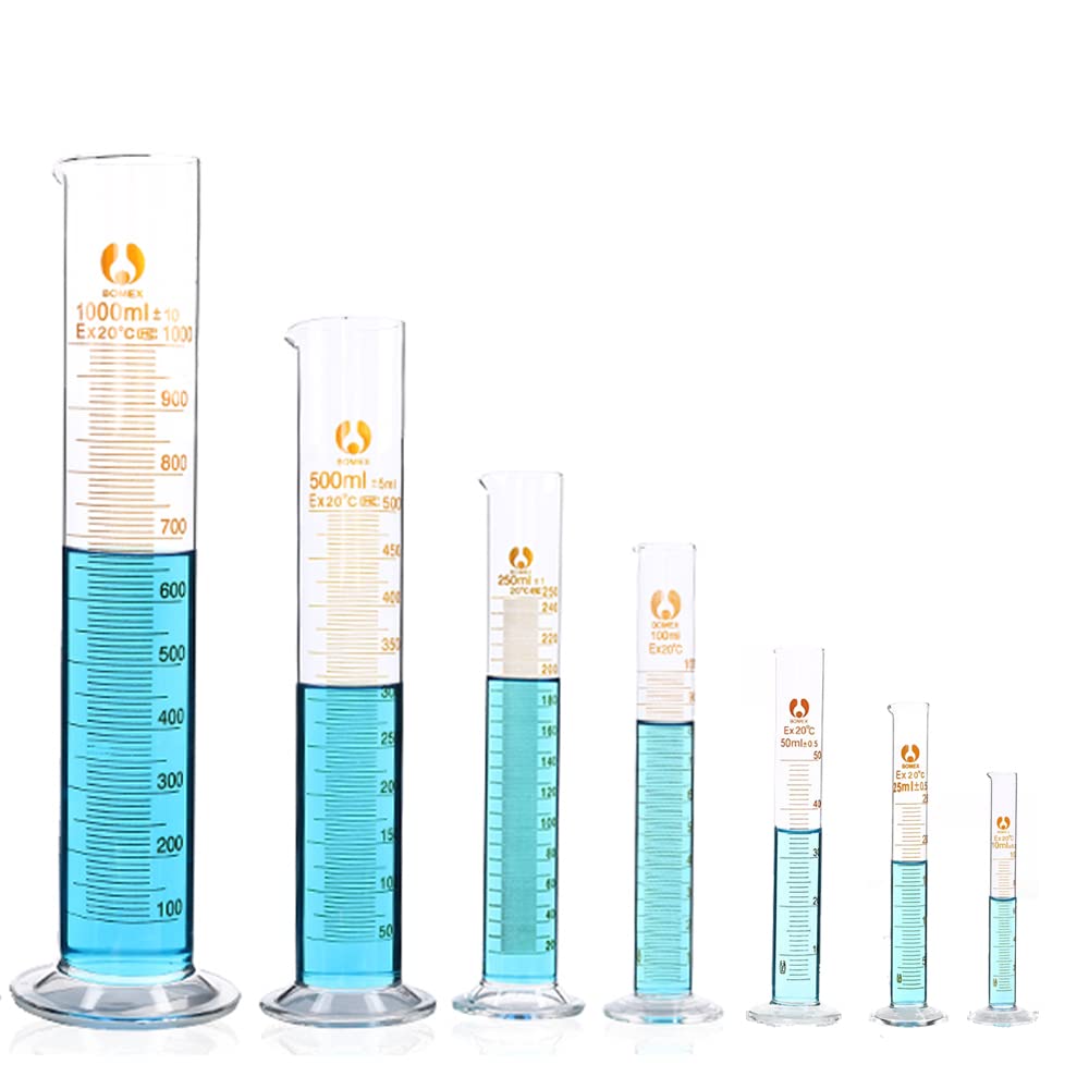 25ml Graduated Glass Cylinders Measuring Cylinders Glass Test Jar Borosilicate Glass Heat Resistance Accurate Measure For Research Lab Industry Teaching Home Brewing Wine Liquor Test (25ml)