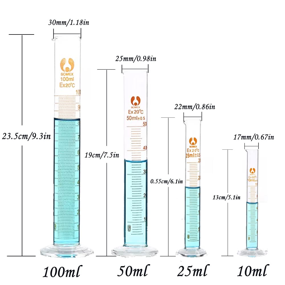 25ml Graduated Glass Cylinders Measuring Cylinders Glass Test Jar Borosilicate Glass Heat Resistance Accurate Measure For Research Lab Industry Teaching Home Brewing Wine Liquor Test (25ml)