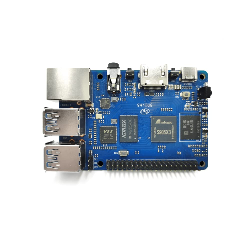 Banana Pi BPI-M5 Amlogic S905X3 Single Board Computer with LPDDR4 4GB RAM and 16GB eMMC Storage for AIOT Support Android Debian Raspbian Armbian