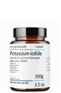 potassium iodide, high purity usp crystals/powder, 100%, 100 grams