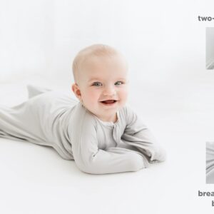 Transition Swaddle - Baby Wearable Blanket - Baby Sleep Sack - 2-Way Zipper - 95% Bamboo Viscose Fiber/5% Spandex - TOG 0.5 - Cozy Sleep Wrap designed by a pediatric (Cloud Gray, Medium 6-12 Month)