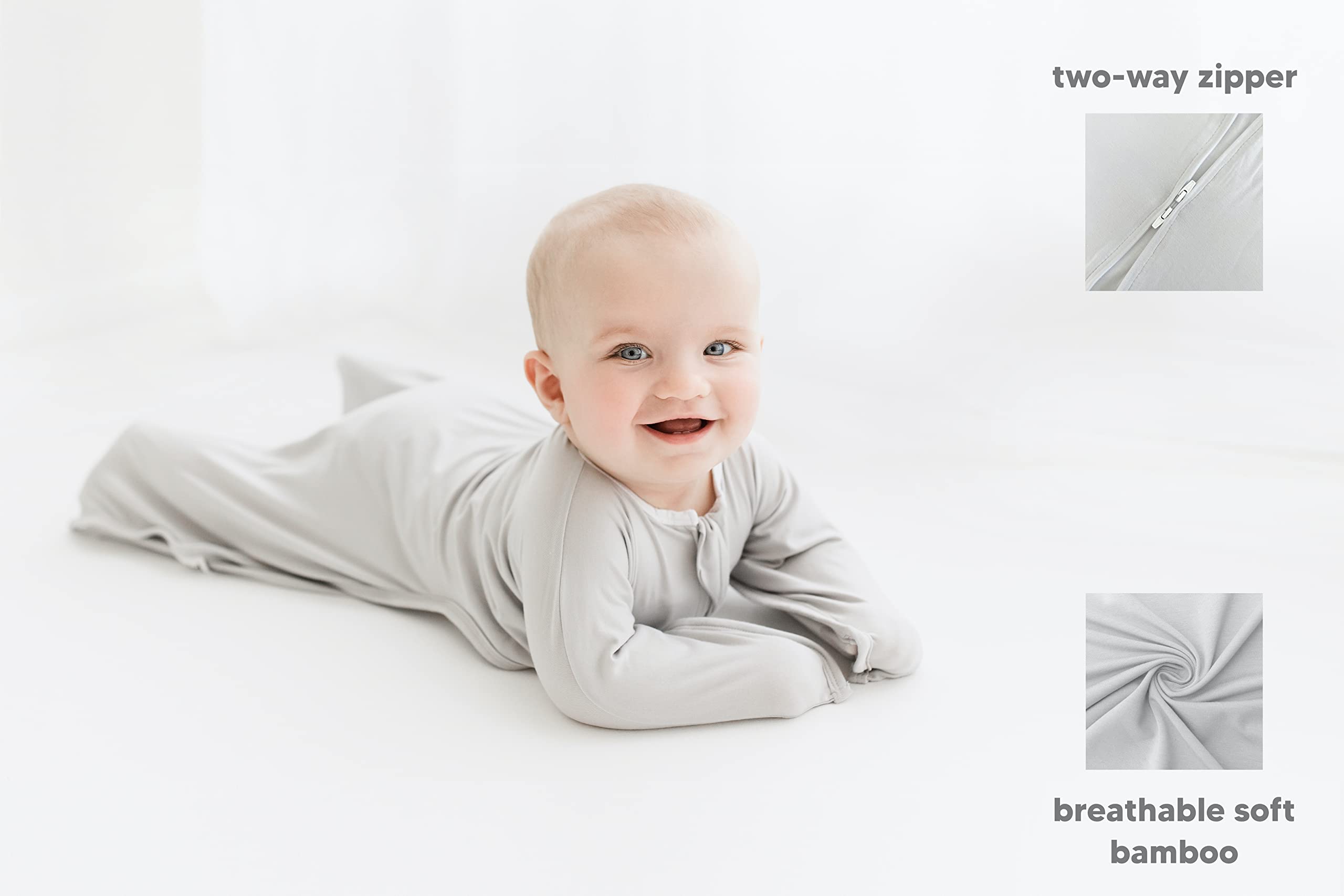 Transition Swaddle - Baby Wearable Blanket - Baby Sleep Sack - 2-Way Zipper - 95% Bamboo Viscose Fiber/5% Spandex - TOG 0.5 - Cozy Sleep Wrap designed by a pediatric (Cloud Gray, Medium 6-12 Month)