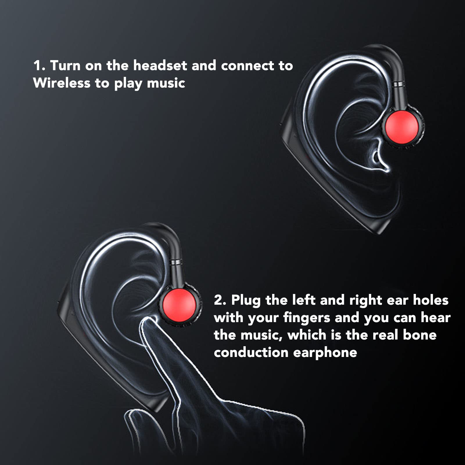 Lazmin112 Bluetooth Earbuds,Stereo BT 5.0 Multifunctional Hands Earpiece for Deaf,Ear Hook Earphone for Sports Running Driving