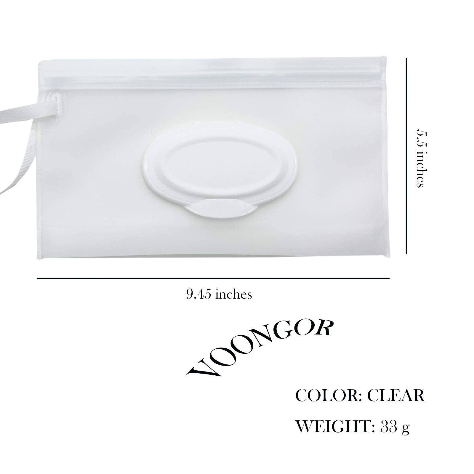 VOONGOR Portable Refillable Wet Wipe Pouch, Reusable Travel Wipes Holder & Case, Lightweight Flushable Diaper Wipes Container for Baby (Clear)