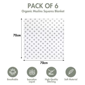 GLLQUEN BABY Receiving Blanket Boy Cotton Muslin Swaddle Blankets Girl Newborn Squares Breathable & Soft Thin Baby Blankets Cloths Double Absorbent Infant Swaddling Wrap - 6 Pack (Star)