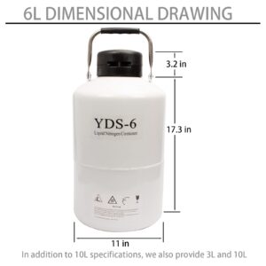 INPANOLS 6L Liquid Nitrogen Dewar, Cryogenic Nitrogen Container Tank with 3 Canisters & Carry Bag