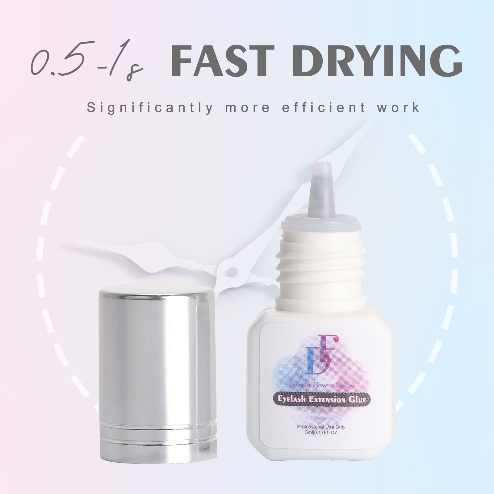 DF touchjoy Lash Extension Glue, 0.5S Dry Time Lash Glue for Eyelash Extensions 8-9 Weeks Retention Long Lasting Lash Glue-Only Professional Use-Black (5ML)