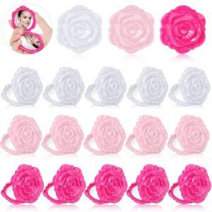 30 pcs compact mirrors bulk pink rose bridal wedding shower party favors flower makeup mirror handheld pocket foldable guest women bridesmaids gifts travel breast cancer awareness christmas supplies